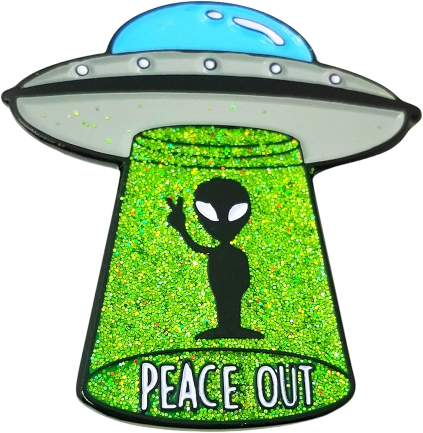 Amazon.com: Stickeroonie Alien Pin Space Enamel Lapel Pin UFO Glitter ...