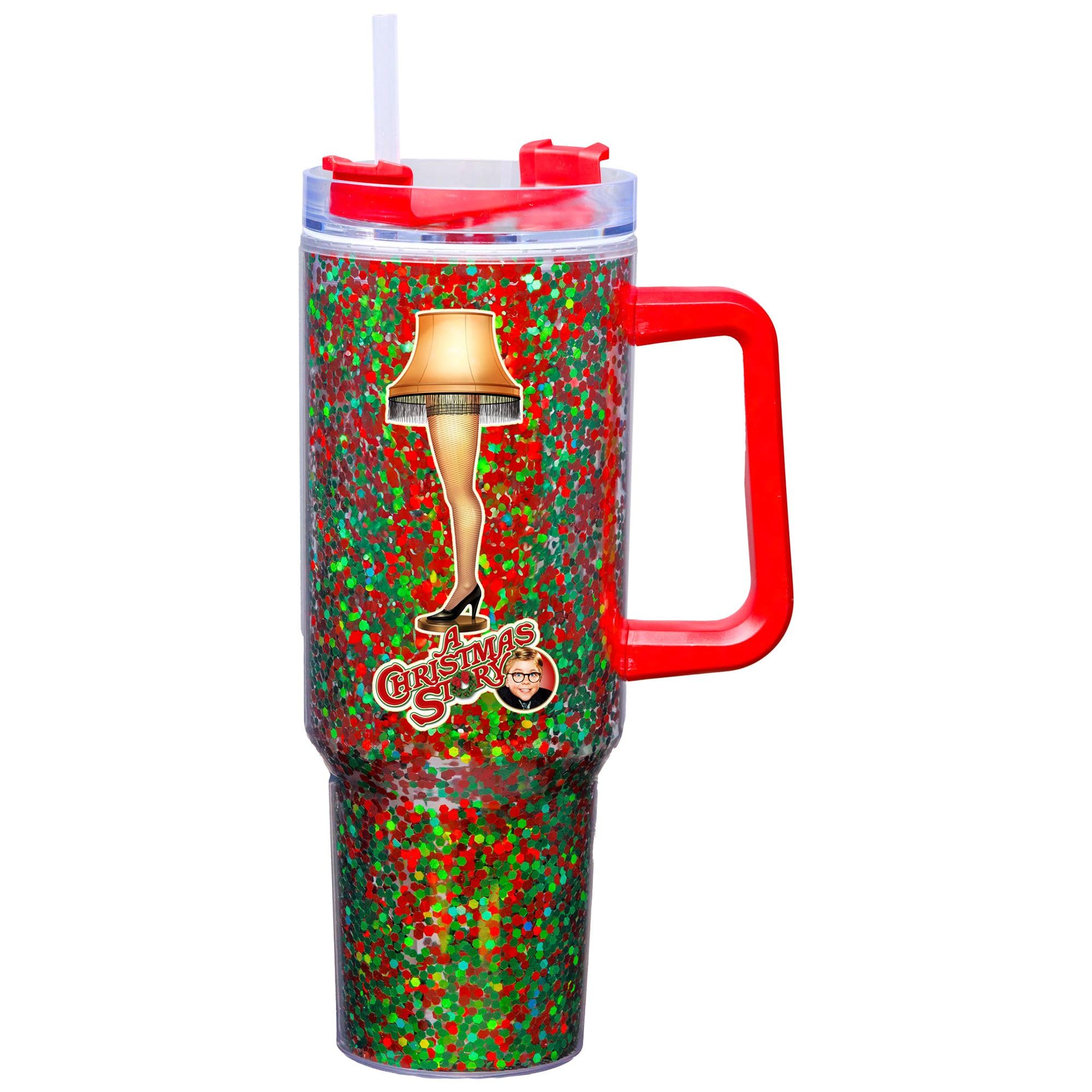 Snapklik.com : Spoontiques Leg Lamp 40oz Glitter Acrylic Travel Mug ...
