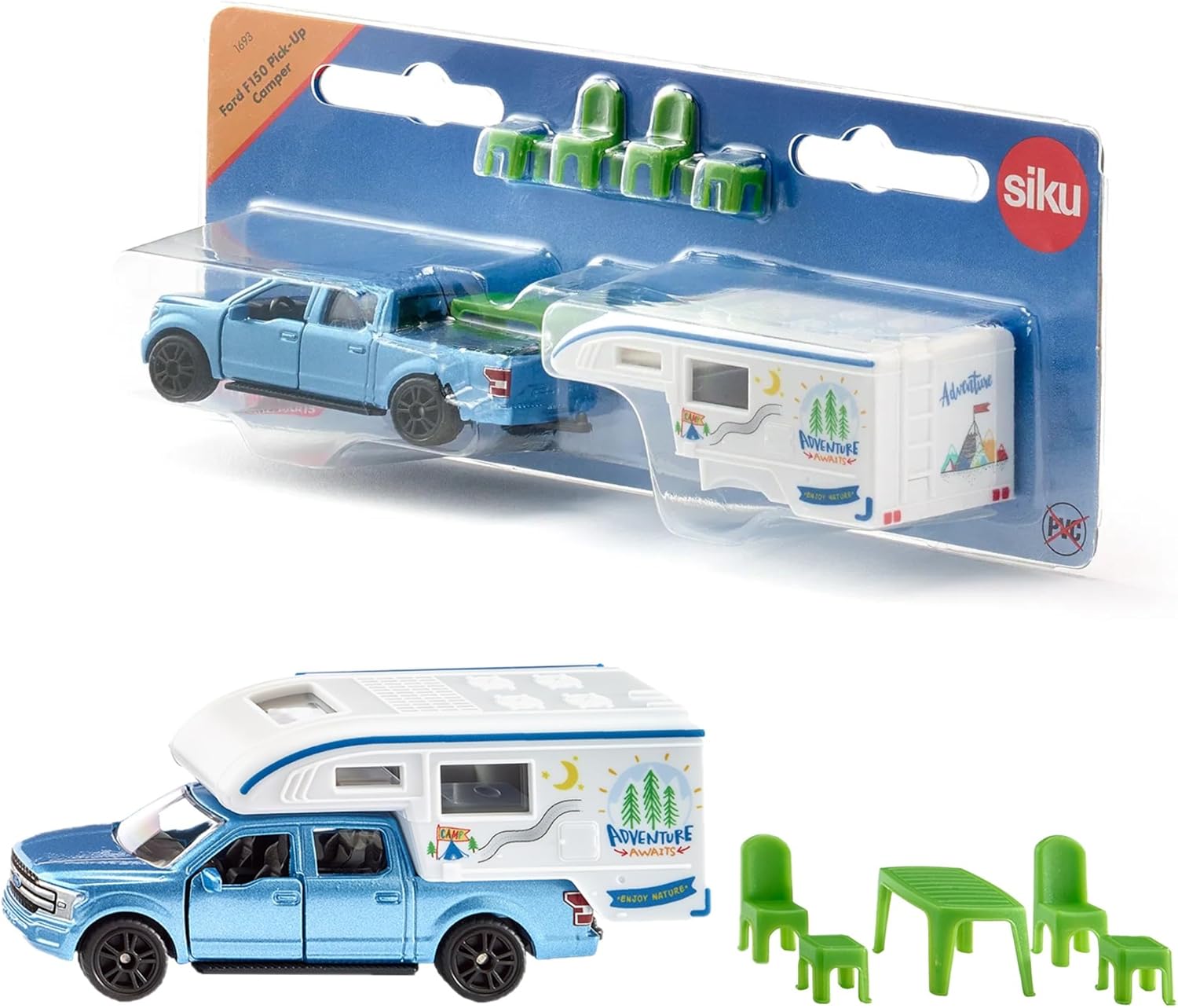 Amazon.com: Siku 1693, Ford F150 Pick-Up Camper, Metal/Plastic, Blue ...