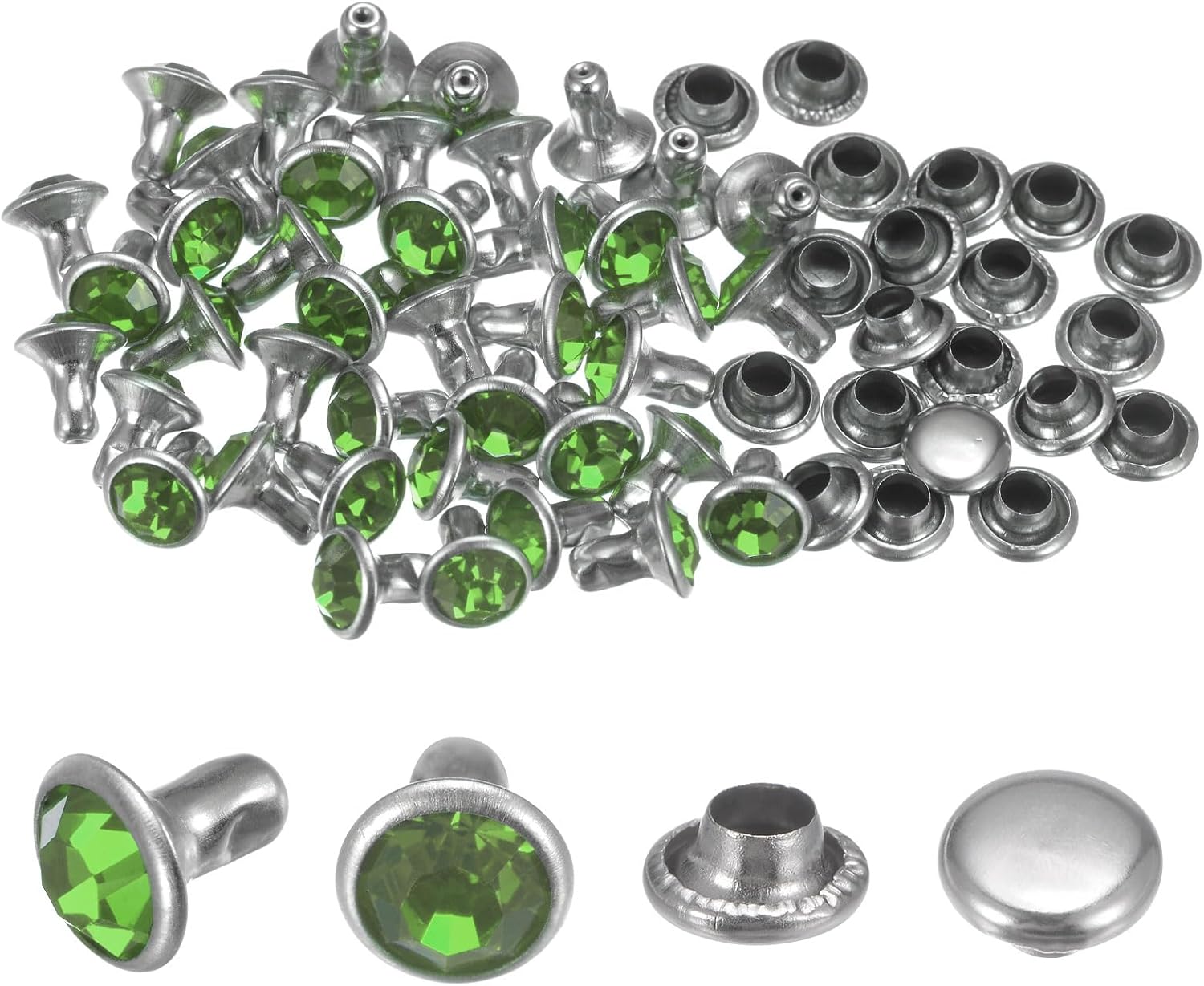 Amazon.com: HARFINGTON 100pcs Crystal Rivets 6mm Rhinestone Rivets ...