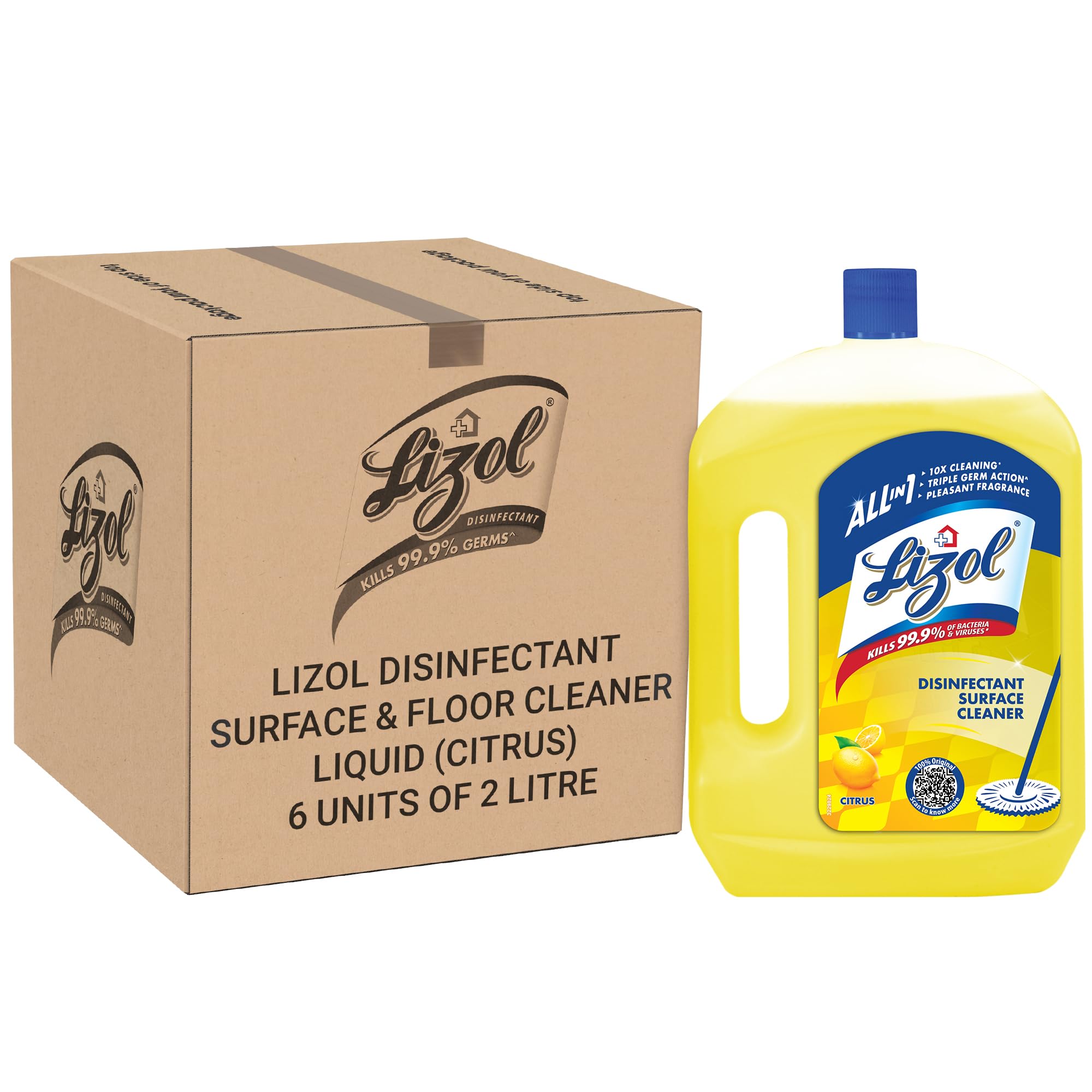 Lizol Disinfectant Surface & Floor Cleaner Liquid, Citrus - 2 L (Pack ...