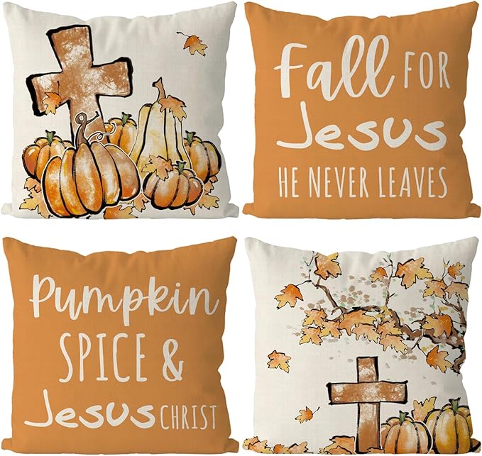 Amazon.com: GAGEC Fall Pillow Covers 18x18 Inch Set of 4 Pumpkin Maple ...