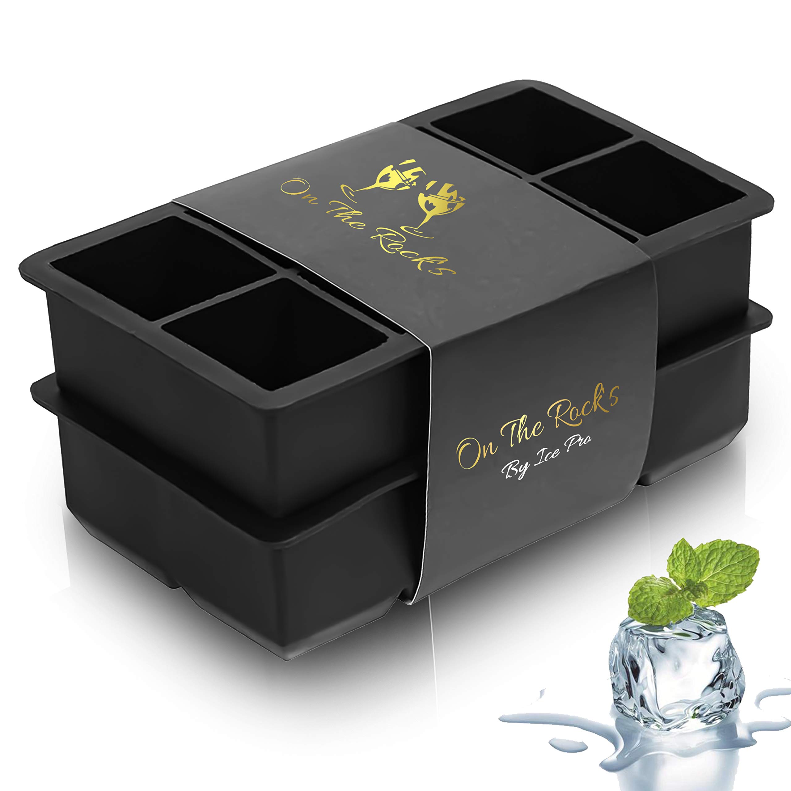 On The Rock's Silicone Ice Tray 2pack-Extra Large ice Cube Trays ...