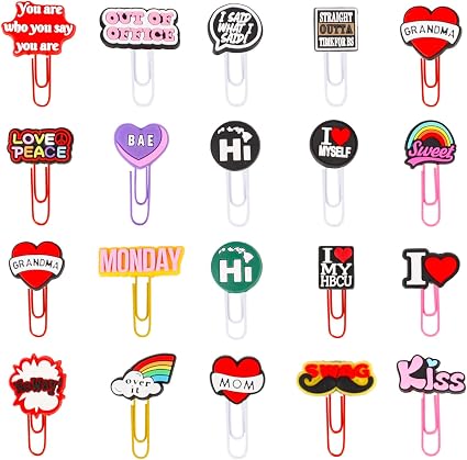 Amazon.com: Cute Bookmarks Cartoon Bulk Paperclips - 20 Pcs Word Paper ...