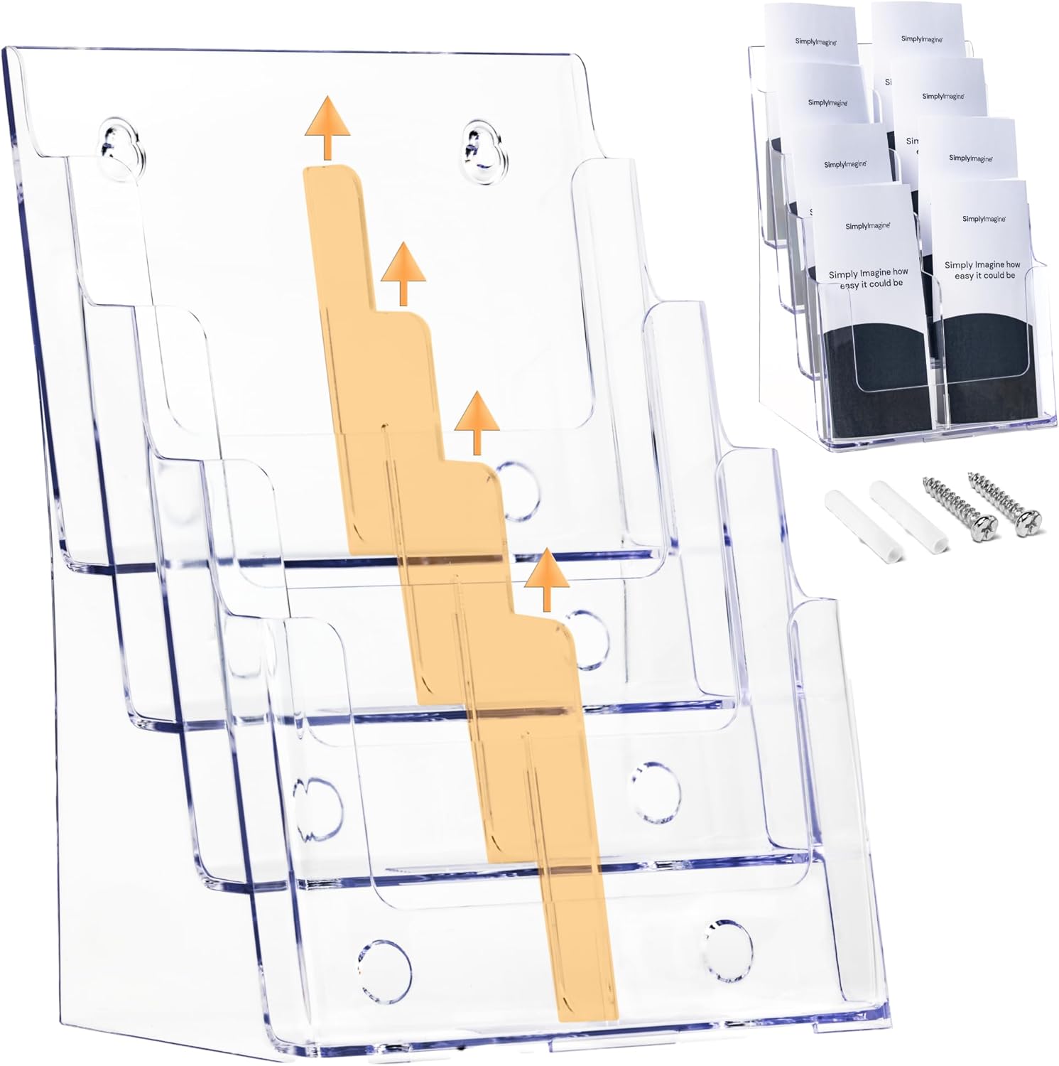 Amazon.com: SimplyImagine Acrylic Brochure Holder, 4 Tier Clear ...
