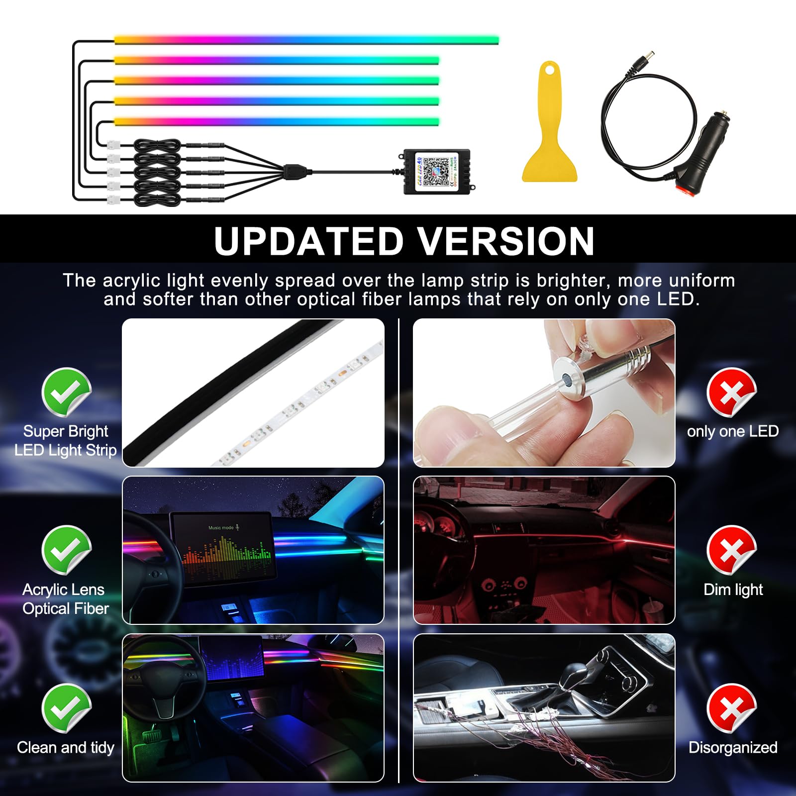 Snapklik.com : Dreamcolor Acrylic Interior Car LED Strip Light