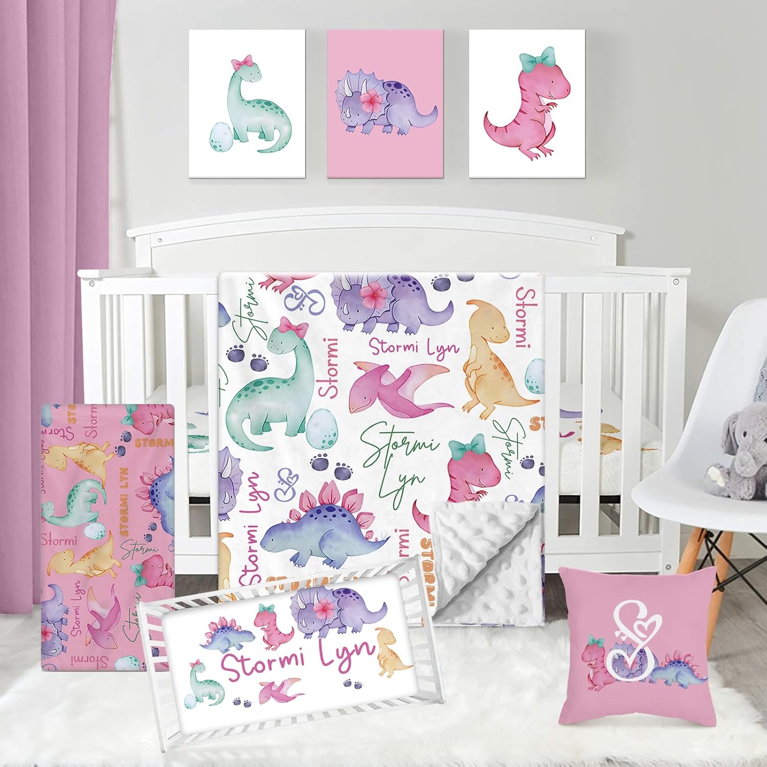 Amazon.com: Personalized Baby Crib Bedding Set - 5 Piece Custom Gift ...