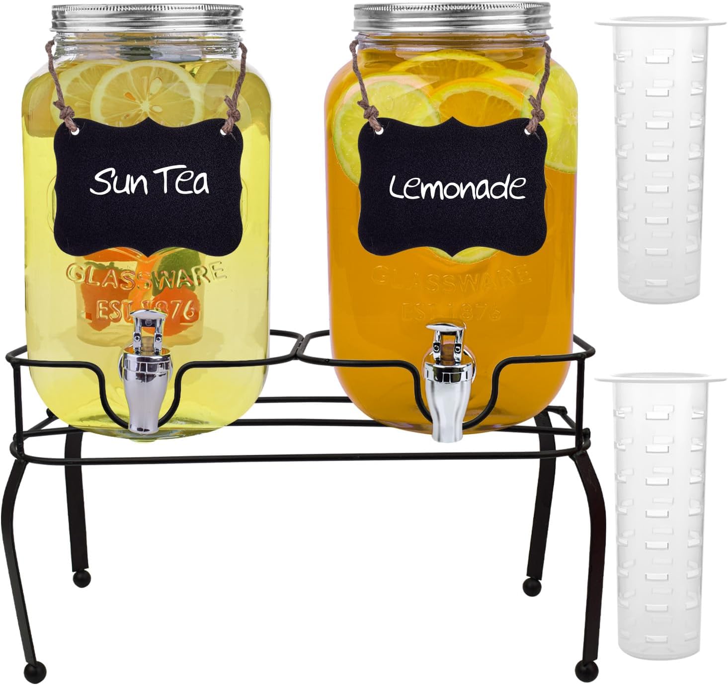 Amazon.com | Galssmagic 2 Pack 1 Gallon Drink Dispenser with Stand ...