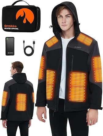 ORRNIKKO Mens Heated Jacket with Battery Pack - 20000mAh Rechargeable ...