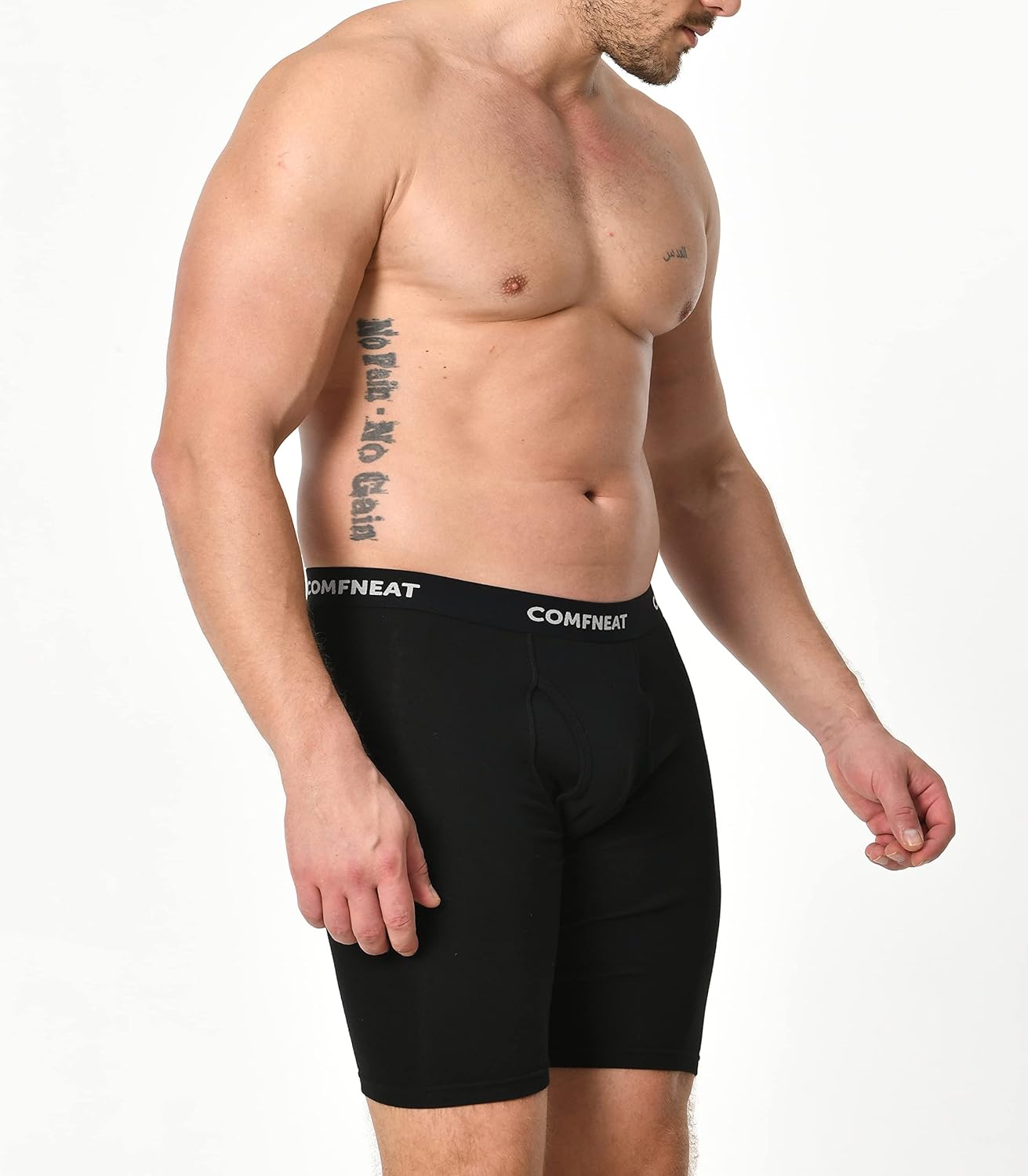 Comfneat Men's 9" Long Leg Cotton Boxer Briefs Stretchy Comfy Underwear ...