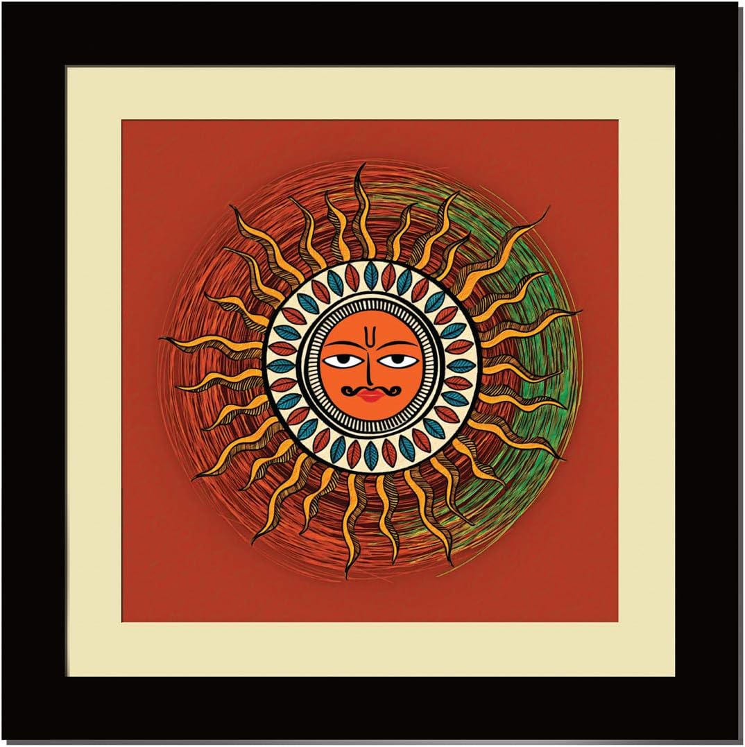 ArtX Paper Sun Madhubani Art Painting, Sun Painting Vastu Wall Art ...