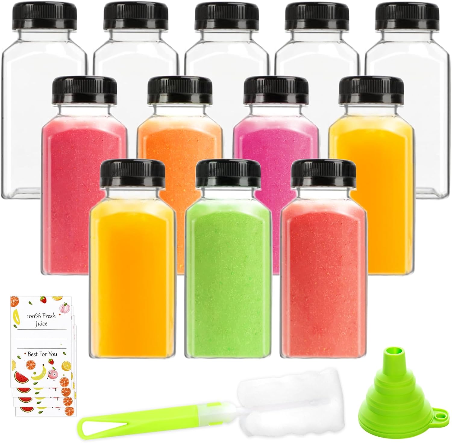 Amazon.com: Apidgrowth Juice Bottles - 8oz Bottles with Lids, 12 pcs ...