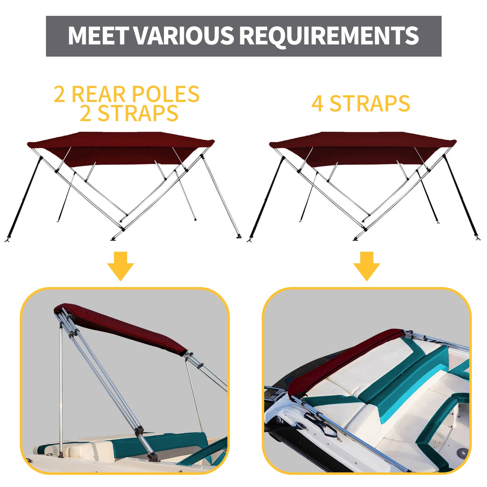 Snapklik.com : Bimini Top For Boats,3-4 Bow 13 Different Size 10 ...