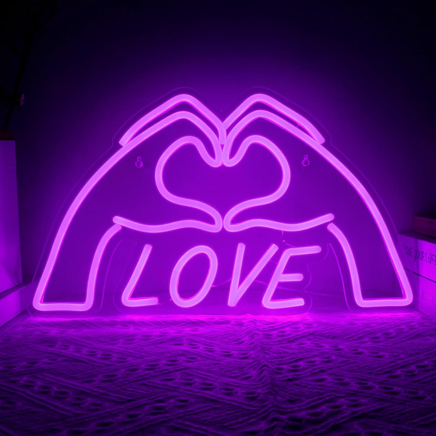 Shinylamp Love Heart Neon Signs for Home Decor Heart Neon Sign Pink ...