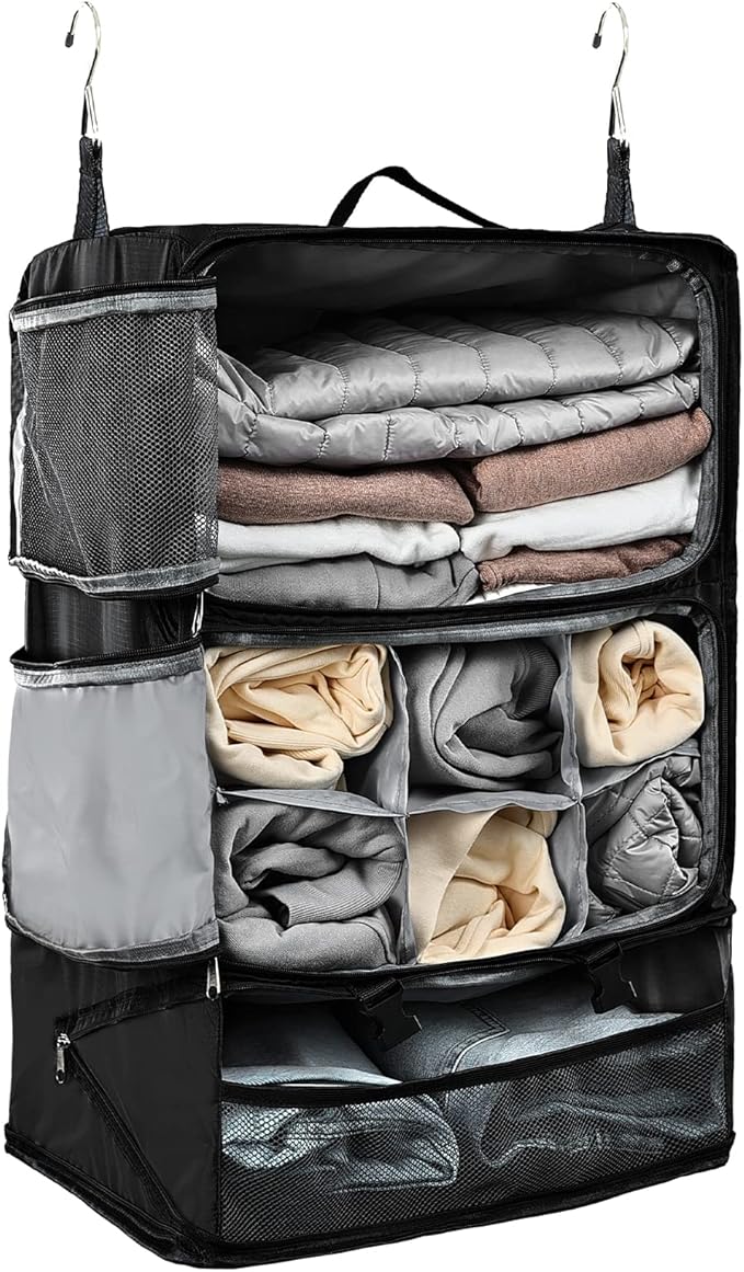 Amazon.com: TABITORA Travel Portable Hanging Shelves Closet Organizer ...