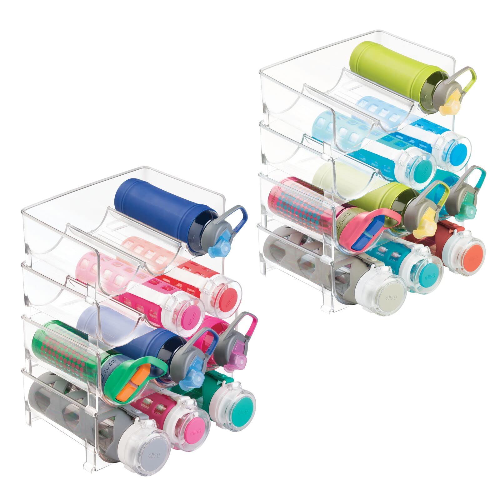 mDesign Stackable Plastic 3 Bottle Refrigerator Wine Rack - Kitchen ...