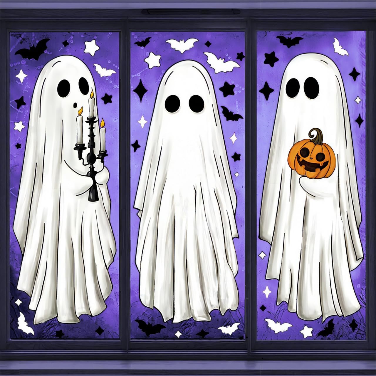 Amazon.com: Halloween Large Ghosts Window Clings, 6 Sheets 51Pcs Extra ...
