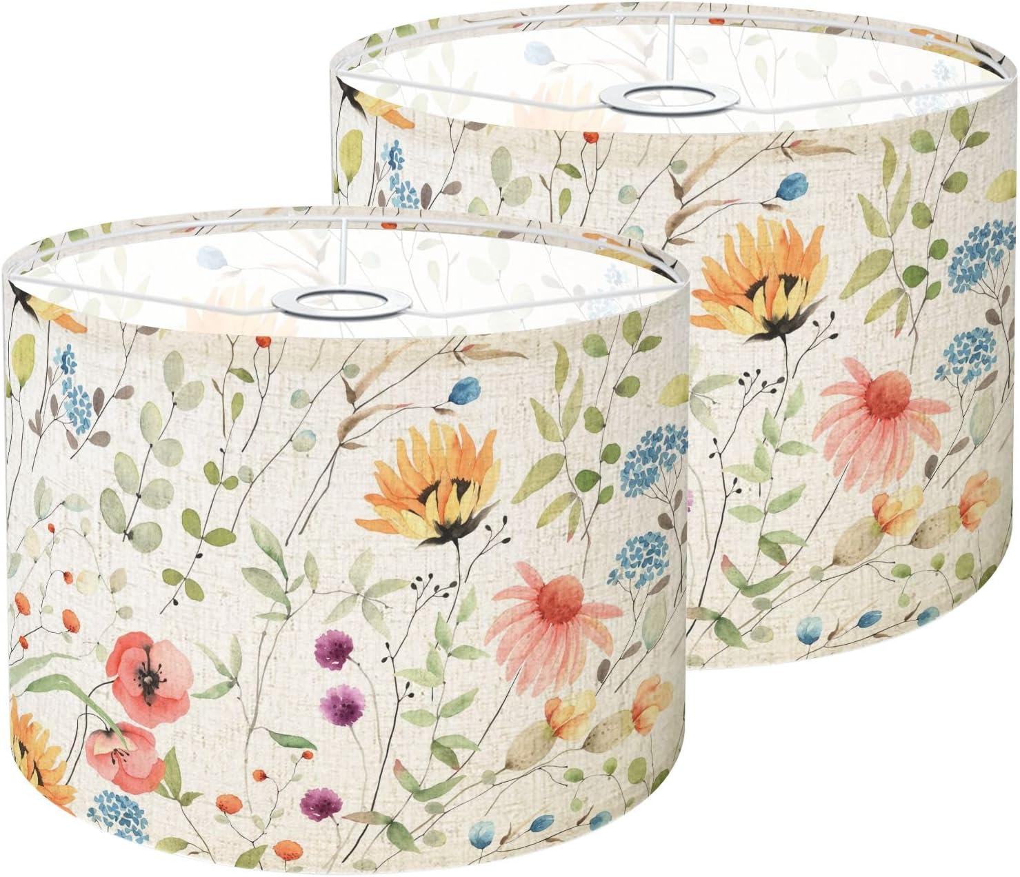 Lamp Shades Set of 2 Summer wildflowers floral seamless pattern ...