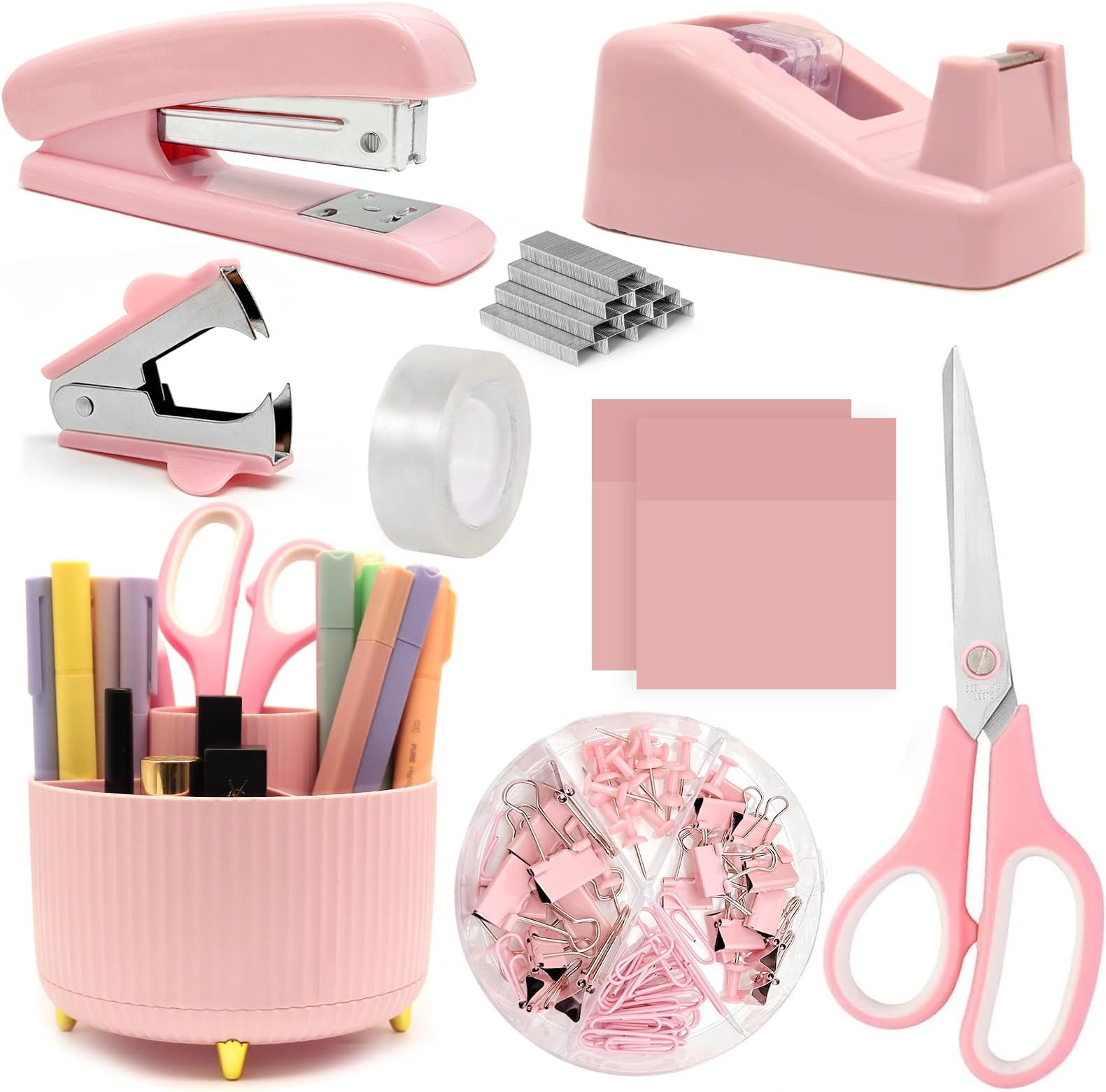 Amazon.com : 9Pcs Pink Desk Organizers and Accessories Set with 360 ...