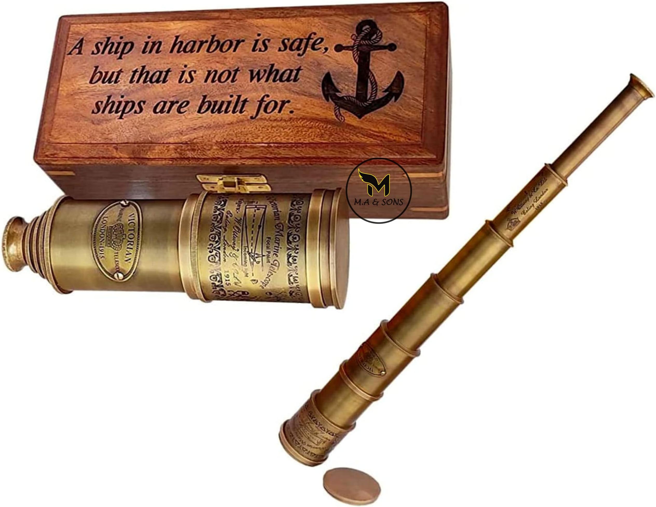 M.A & SONS Brass Victorian Telescope 6.5 Inch – Personalized Antique ...
