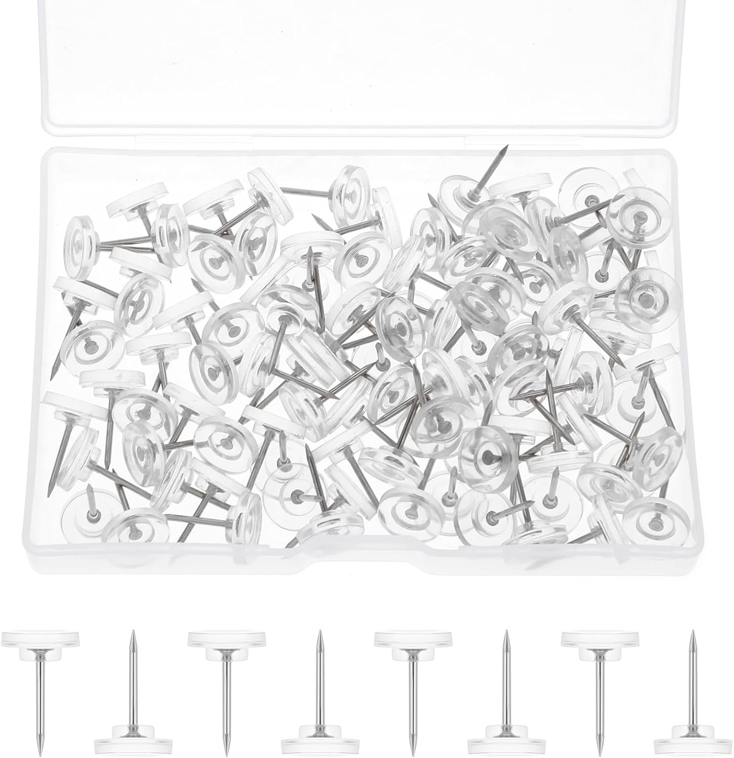 Amazon.com: COMNICO 100 PCS Push Pins Plastic Round Head Clear Thumb ...