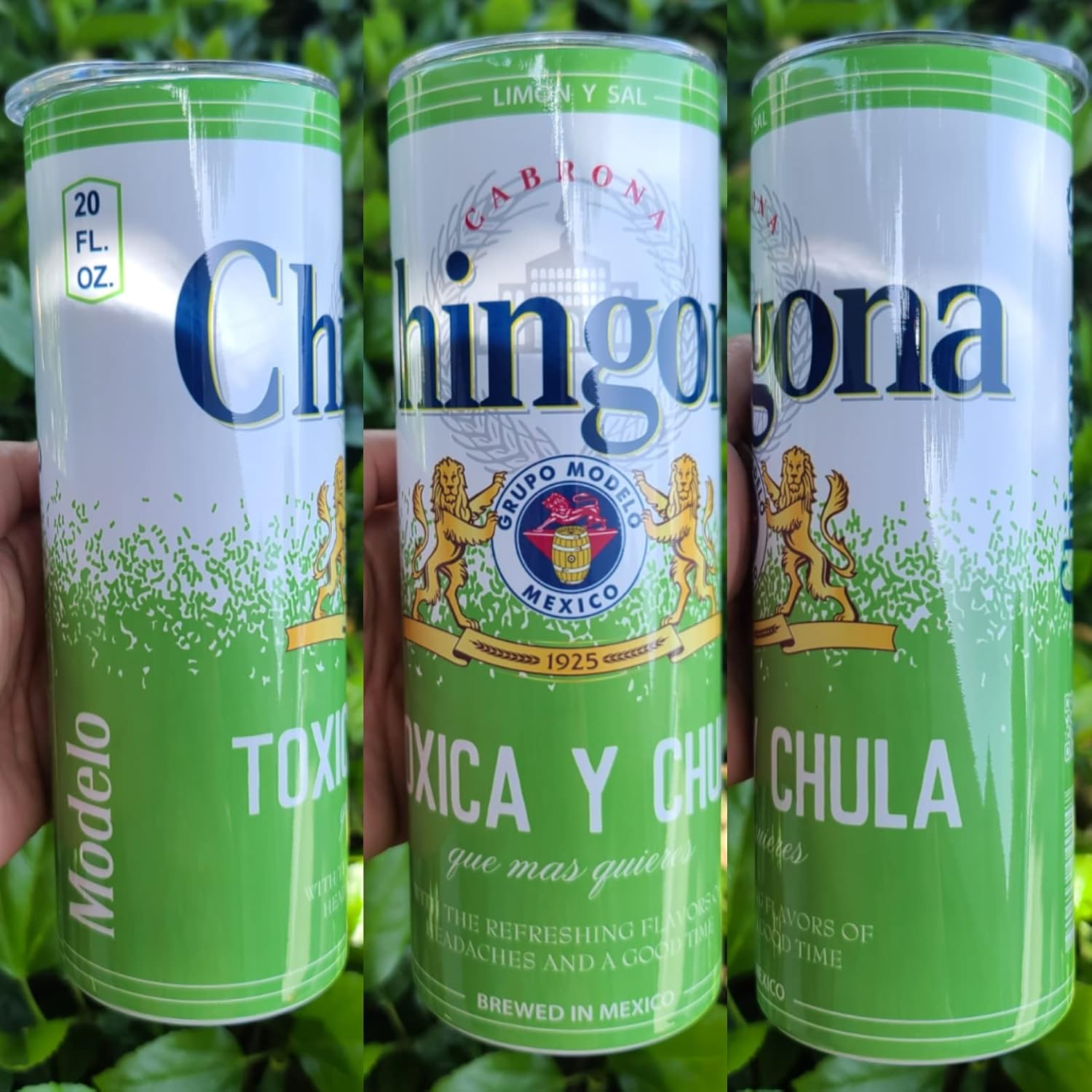 Amazon.com: Green Chingona 20oz skinny tumbler Stainless steel with a ...