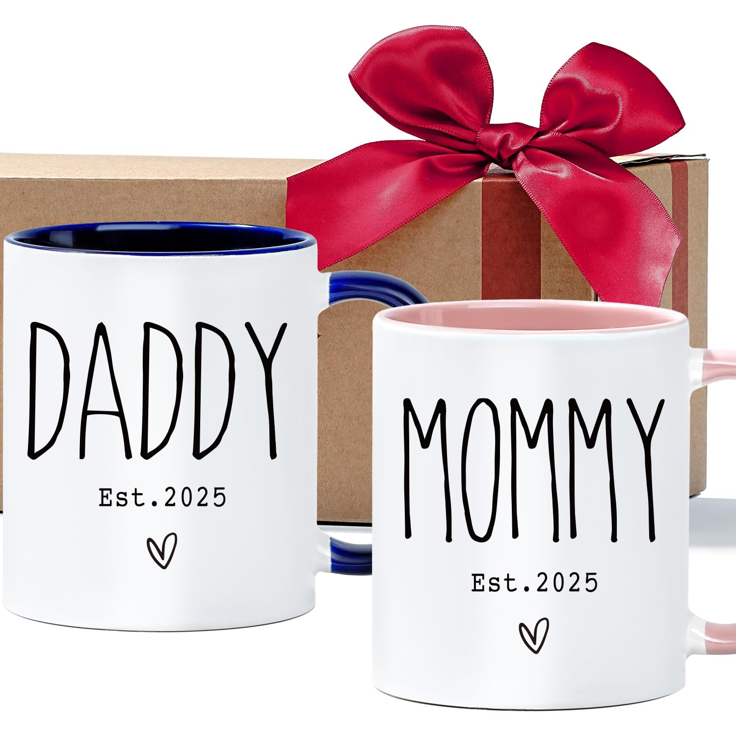 Amazon.com: Est 2025 New Daddy & Mommy Mugs Set 11oz, Pregnancy ...