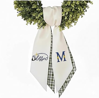 Amazon.com: Christmas Wreath Sash with Personalized Letter Monogram ...