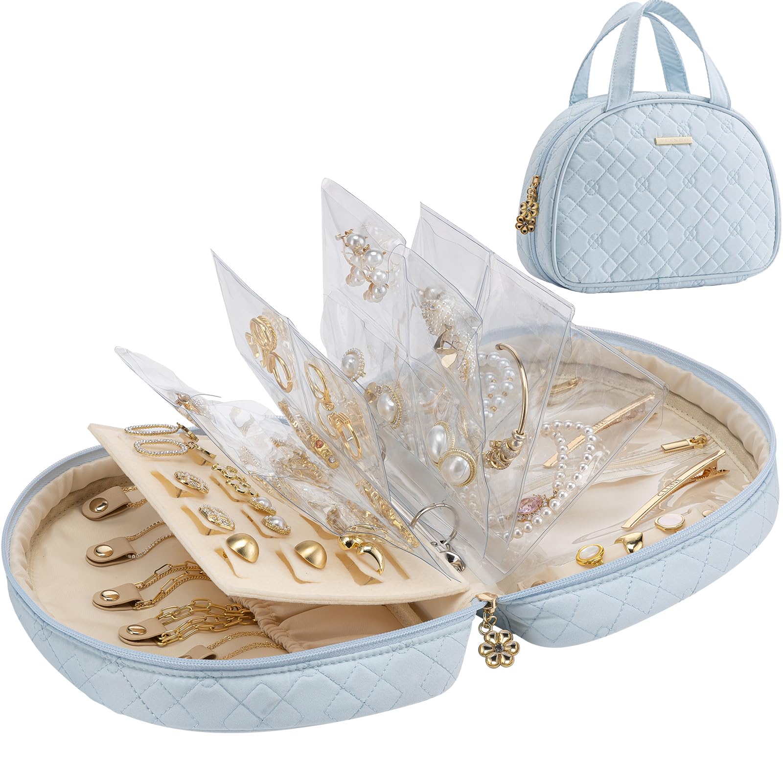 Amazon.com: Vlando Jewelry Travel Organizer Case, Jewelry Storage Book ...