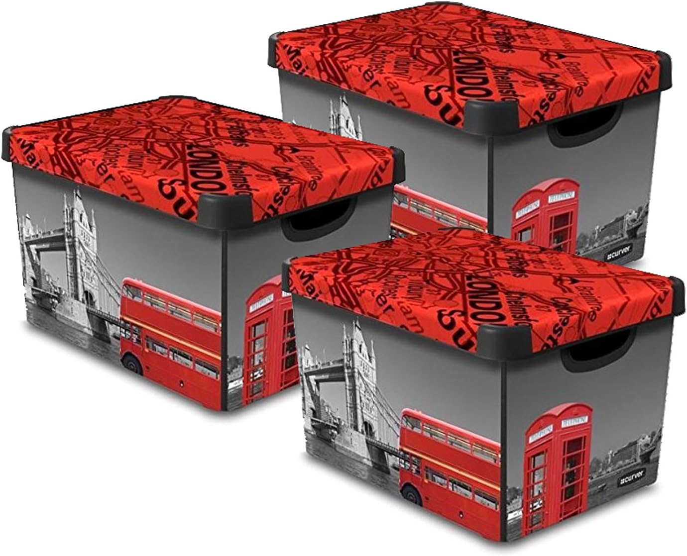 Curver Decorative Stockholm Box 22L 22 Litre London Themed Storage ...