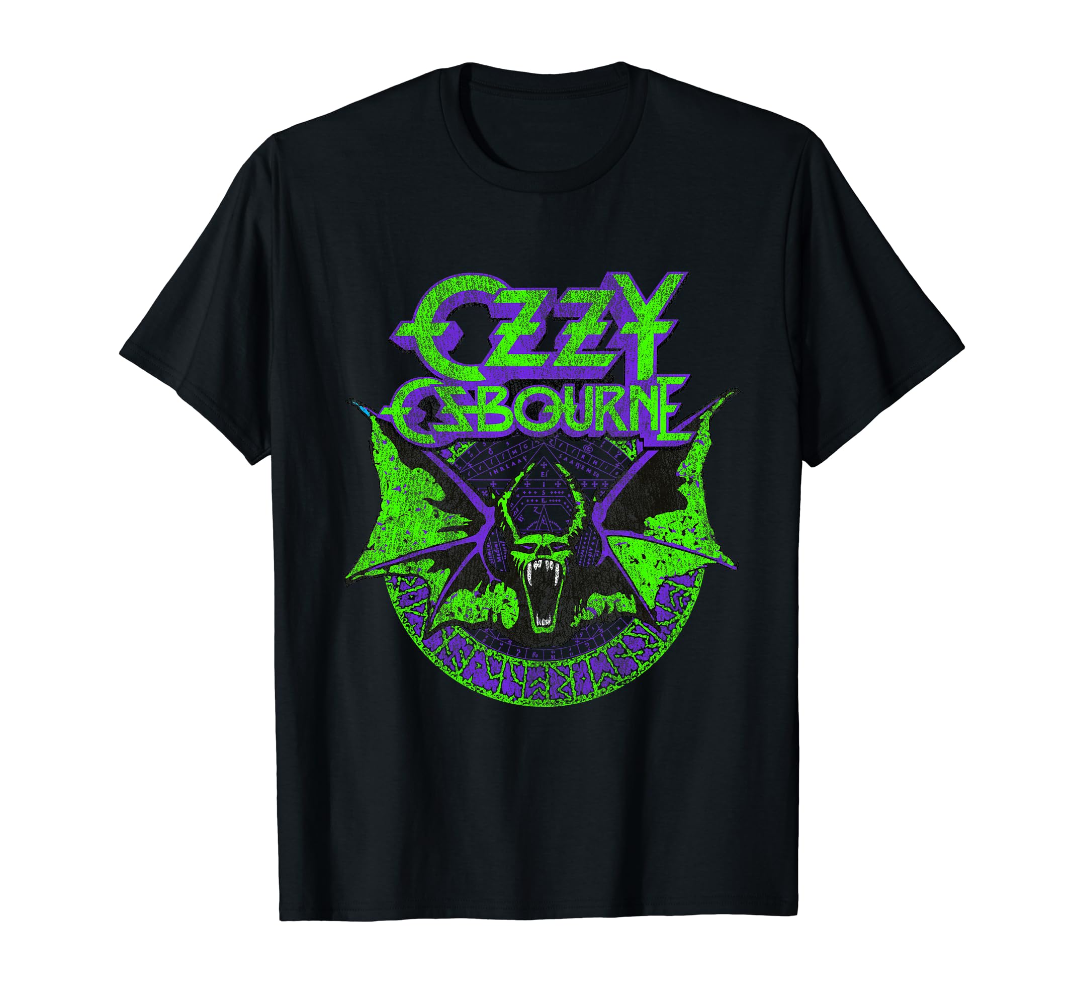 Amazon.com: Ozzy Osbourne – Bat Circle Neon V2 T-Shirt : Clothing ...