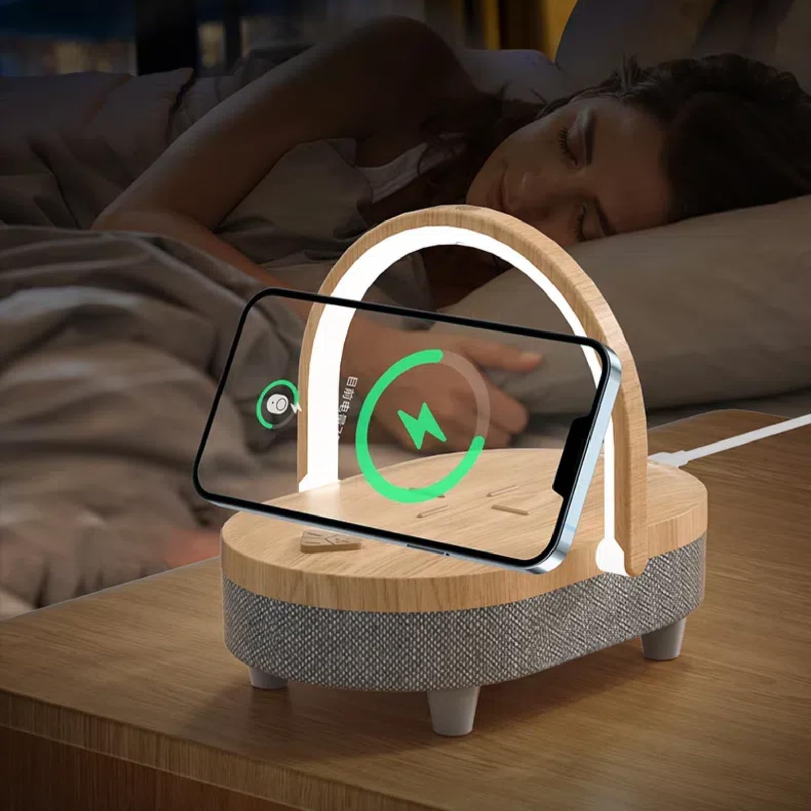 EZVALO Gift, Music Table Lamp with Wireless Charger, 4 in 1 Touch ...