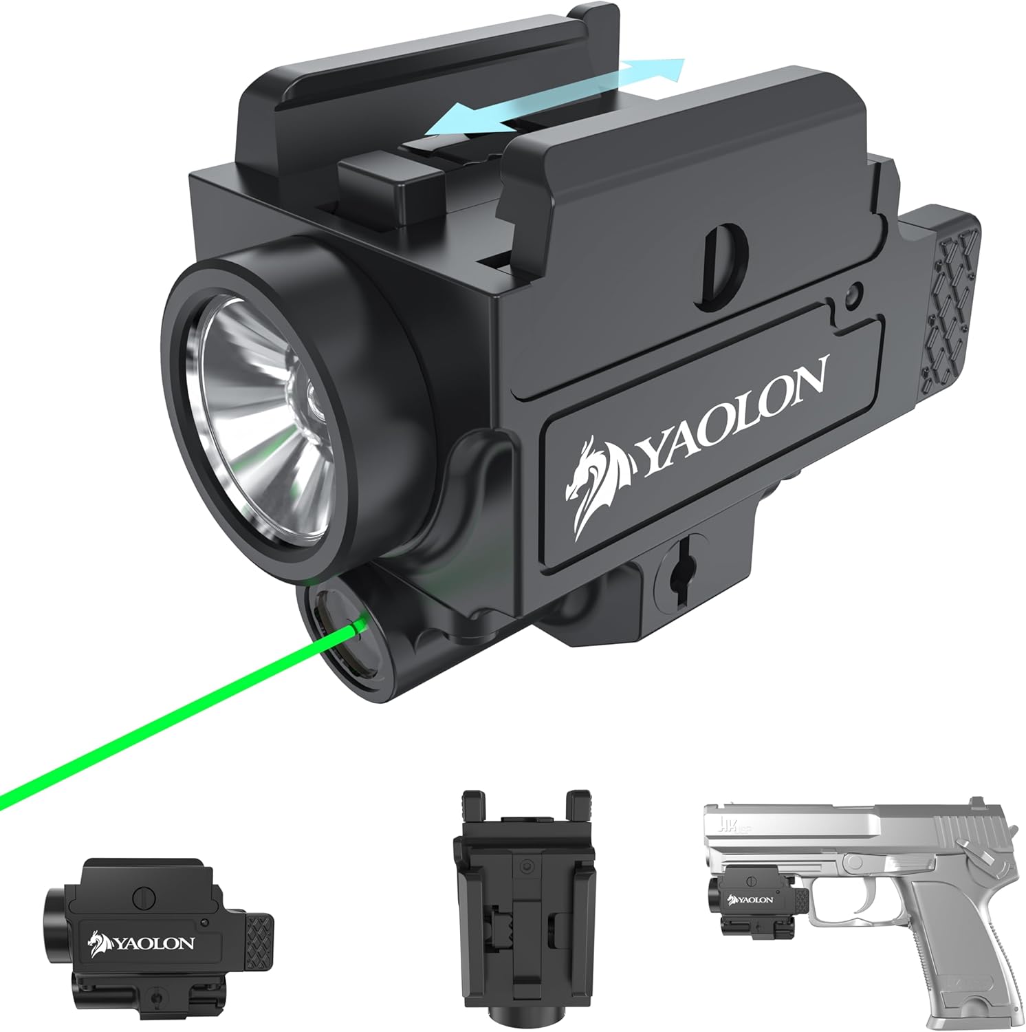 Amazon.com: YAOLON 800 Lumens Green Laser and Gun Light Combo, Compact ...