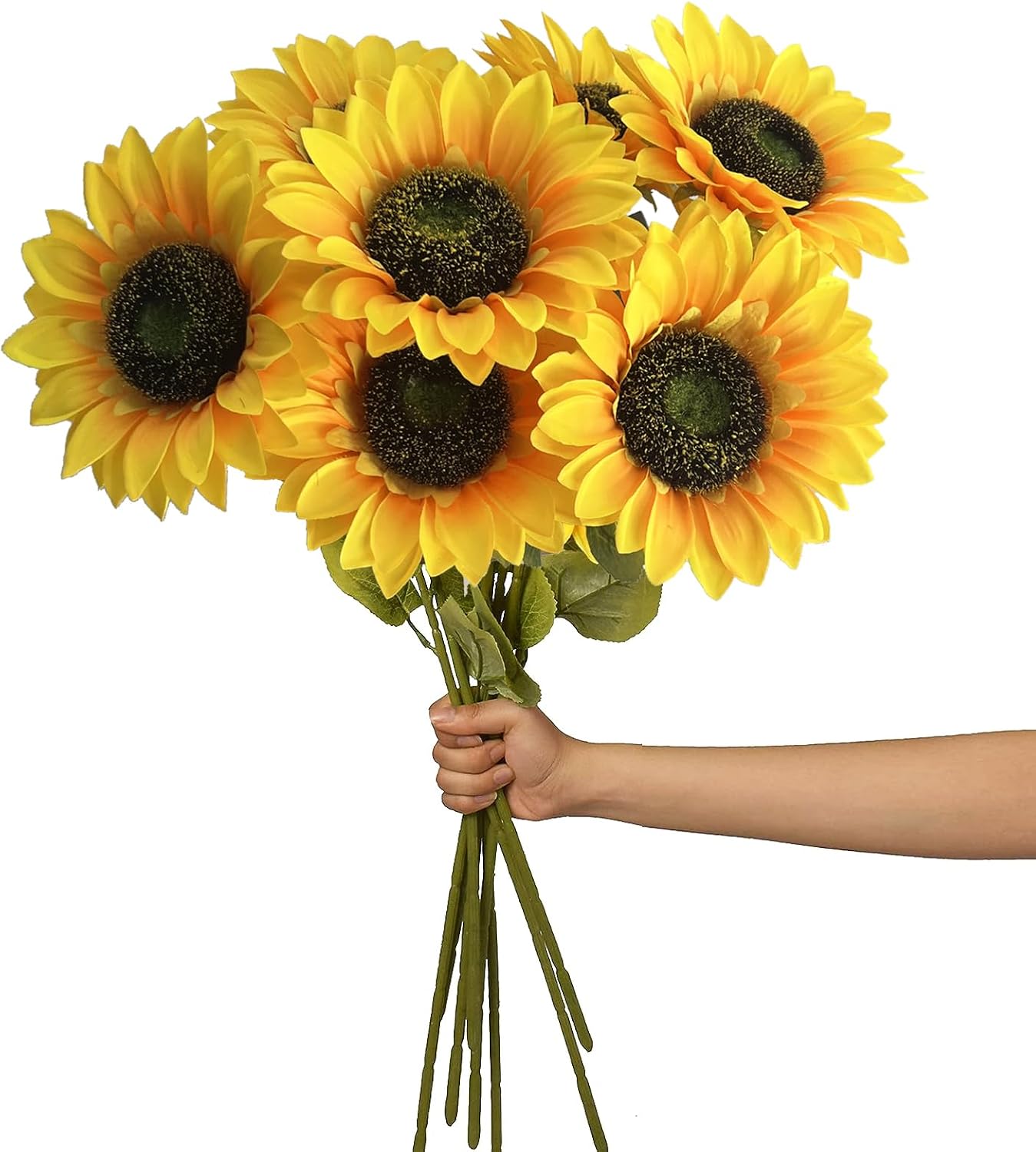 Amazon.com: 8PCS Large Artificial Sunflower Flowers Long Stem Single ...