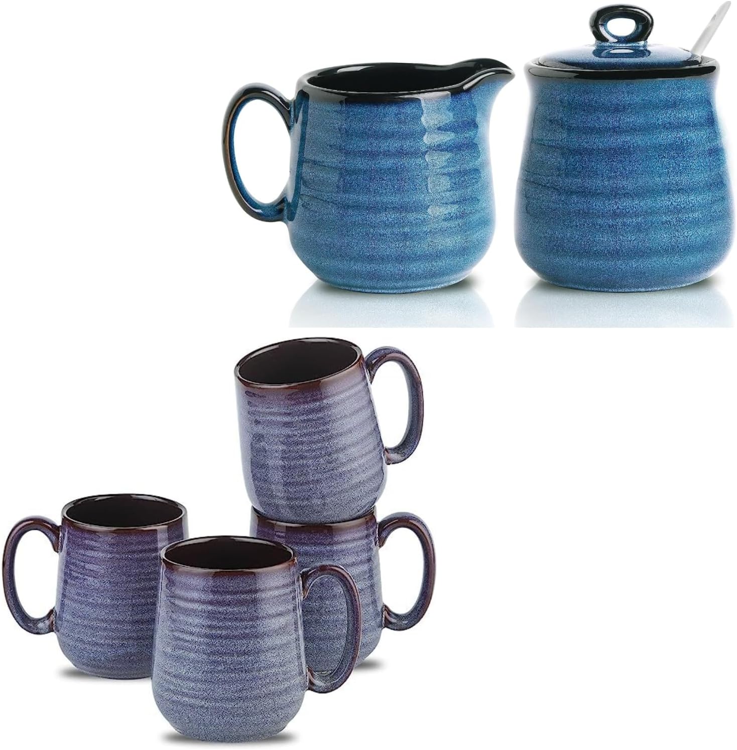 Amazon.com | Hasense Violet Coffee Mugs Set of 4 - Big Handle, 12 Ounce ...