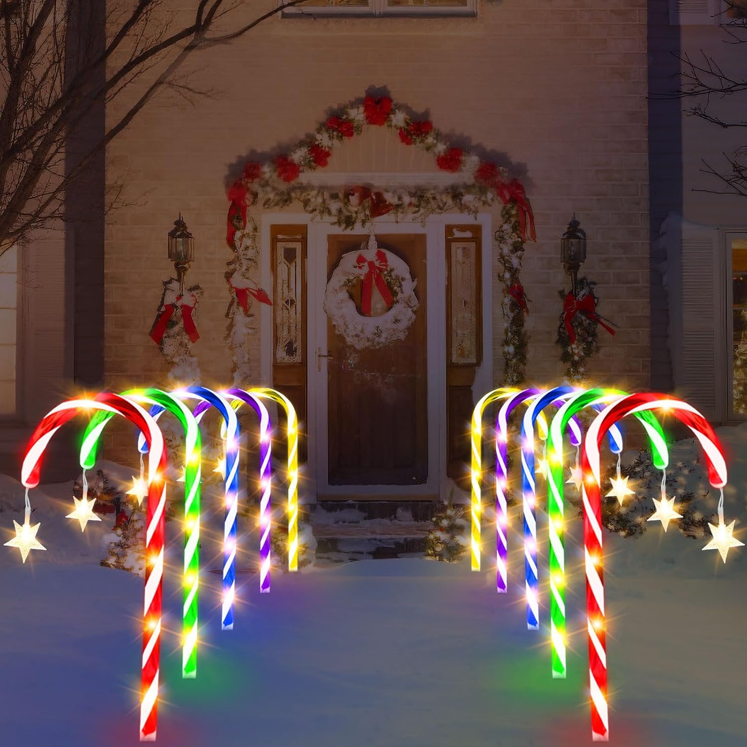 DAMEING 10 Pack 21in Christmas Candy Cane Lights, Pathway Lights ...