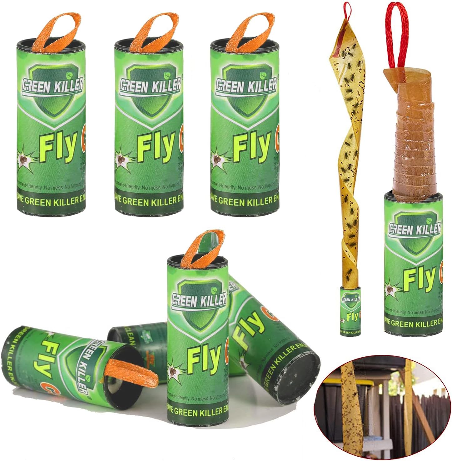 BTORER 8Pcs Fly Insect Catchers Rolls hanging Fly Ribbon, Sticky ...