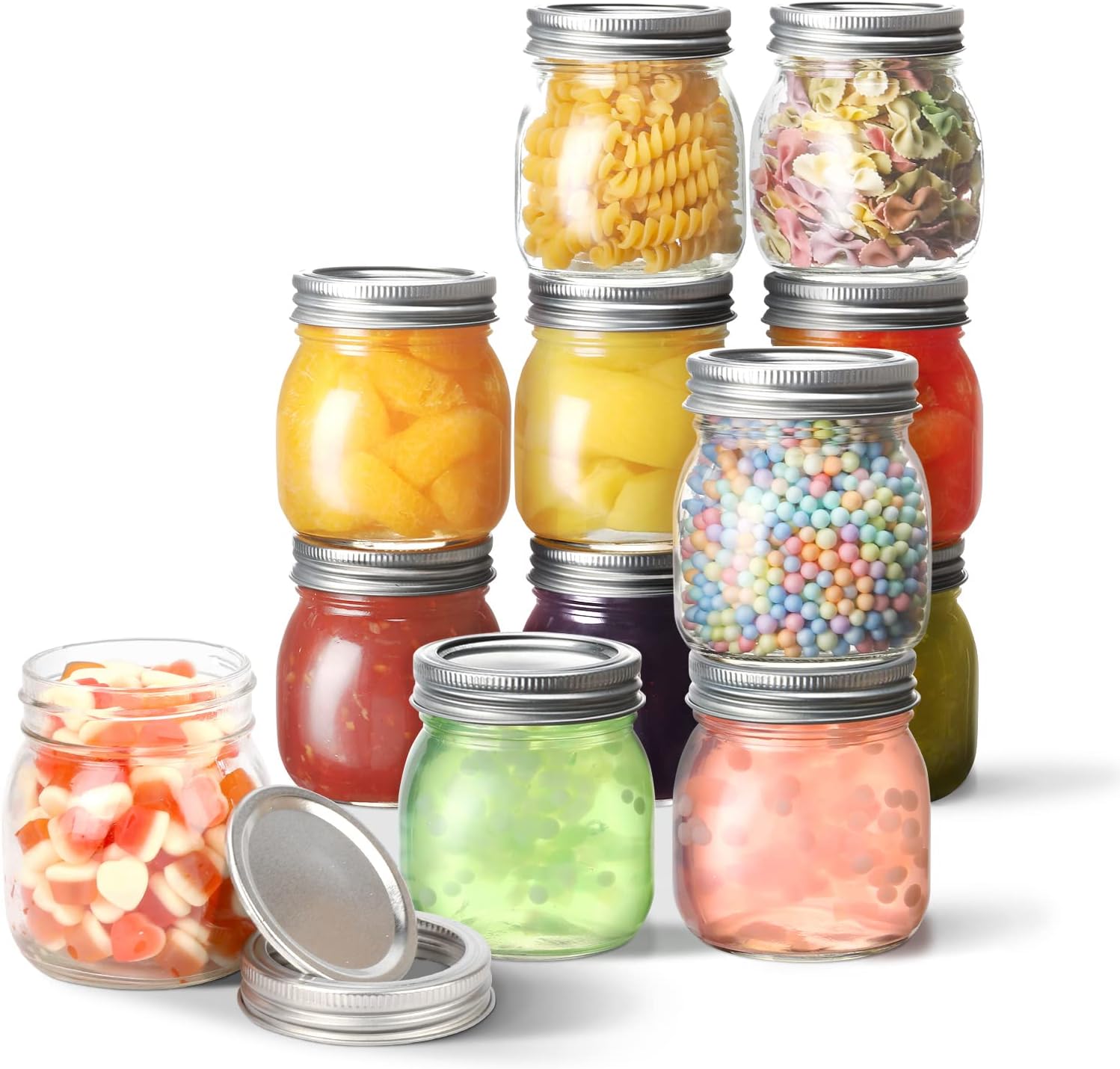 Amazon.com: Mason Jars 10 oz, 12 PACK Small Glass Jars with Lids and ...