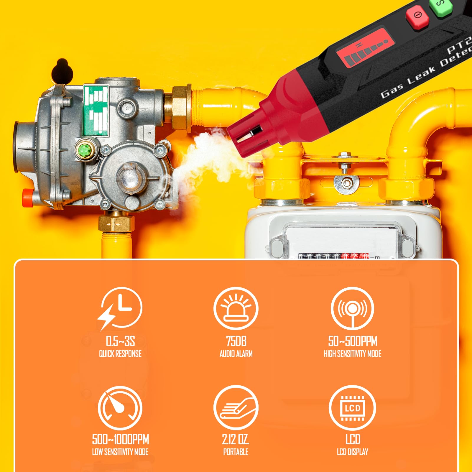Snapklik.com : Gas Leak Detector, TECHAMOR PT202 Portable Natural Gas ...