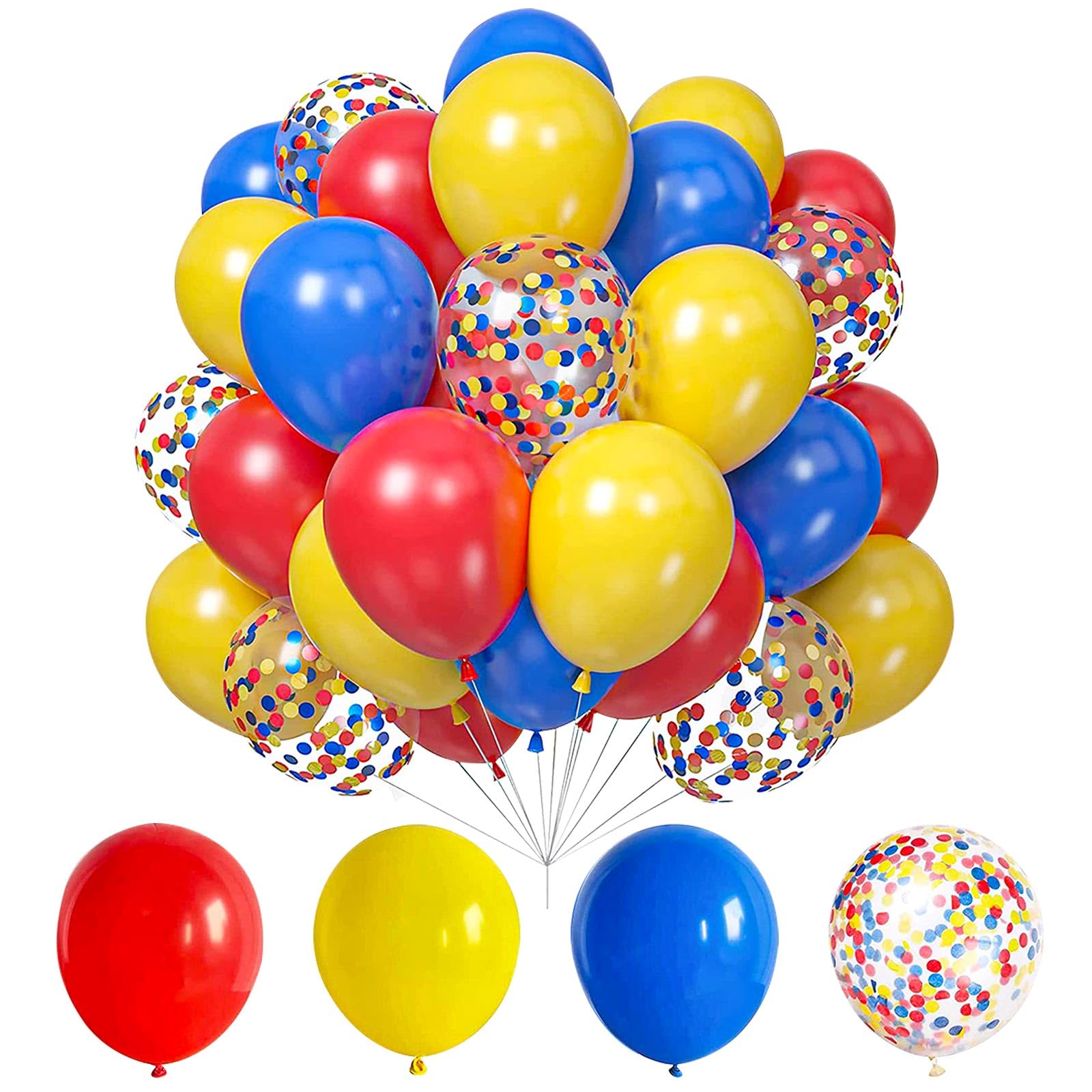 Amazon.com: Red Yellow Blue Balloons and Confetti Balloons for ...