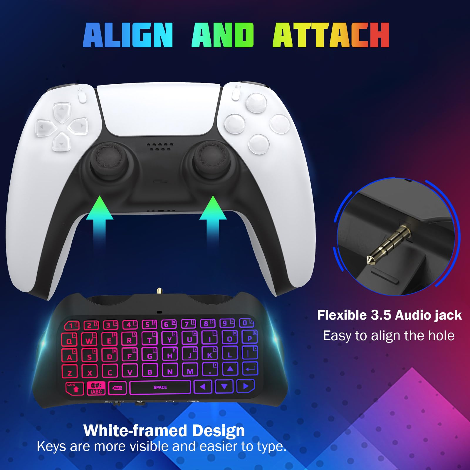 Snapklik.com : RGB Backlight Keyboard For PS5 Controller, Wireless ...