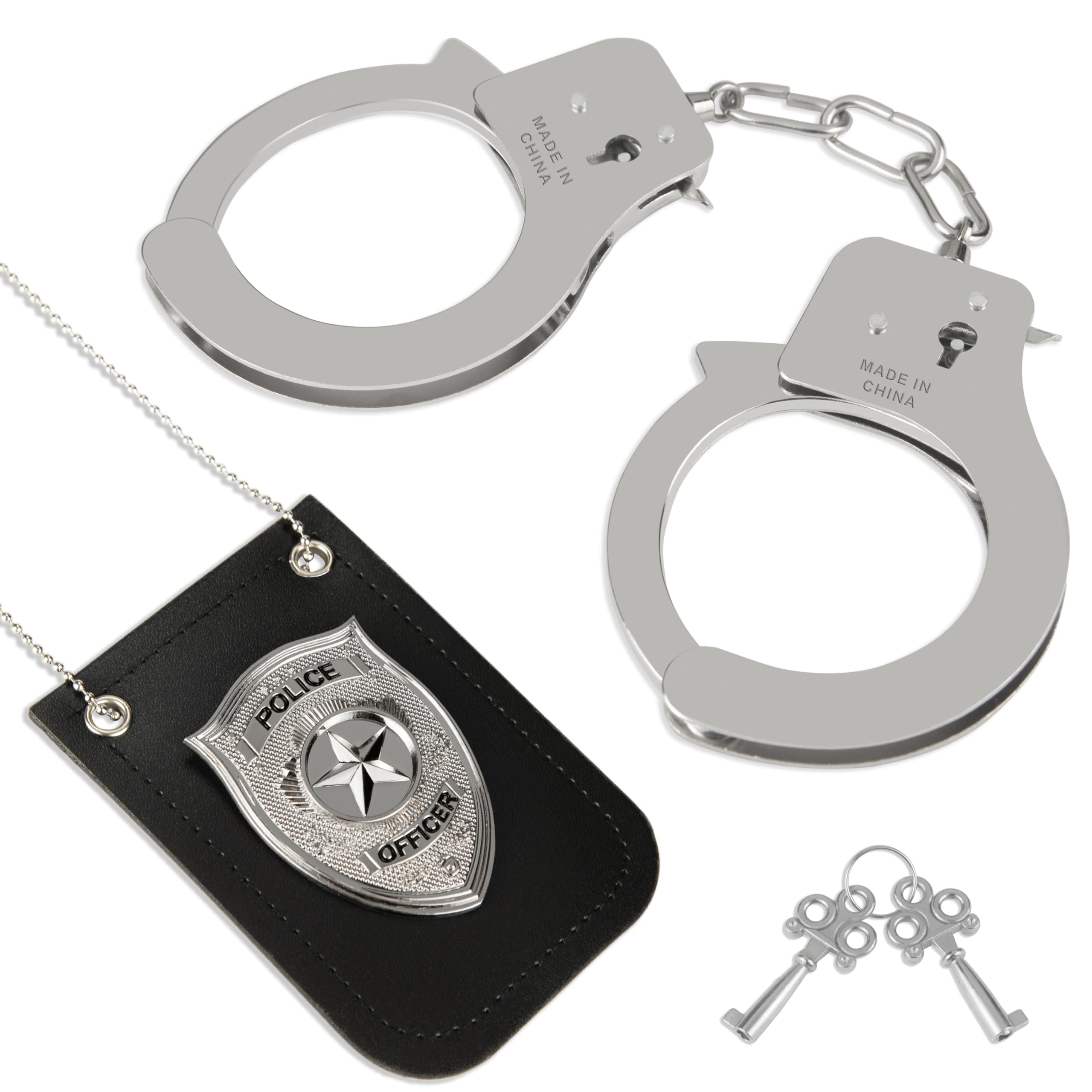 Amazon.com: Handcuffs with Keys Police Badge Police Officer Costumes ...