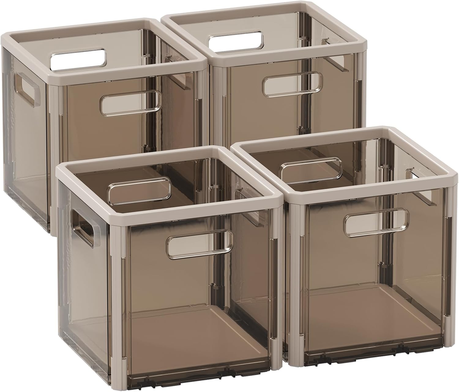 Amazon.com: HAIXIN Clear Storage Cube Bins - 4 Pack Foldable Cubby ...