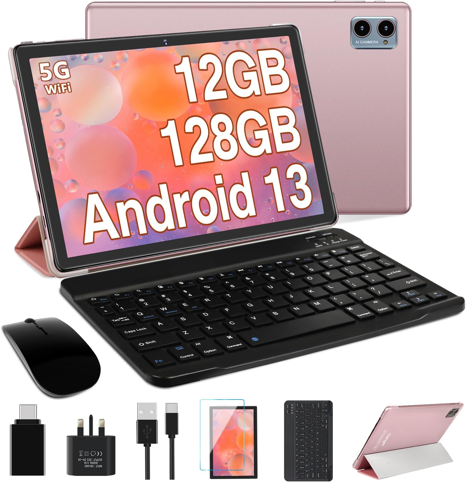 2024 Newest Tablet 10 Inch Android 13, 12GB RAM 128GB ROM(TF 1TB), Octa ...