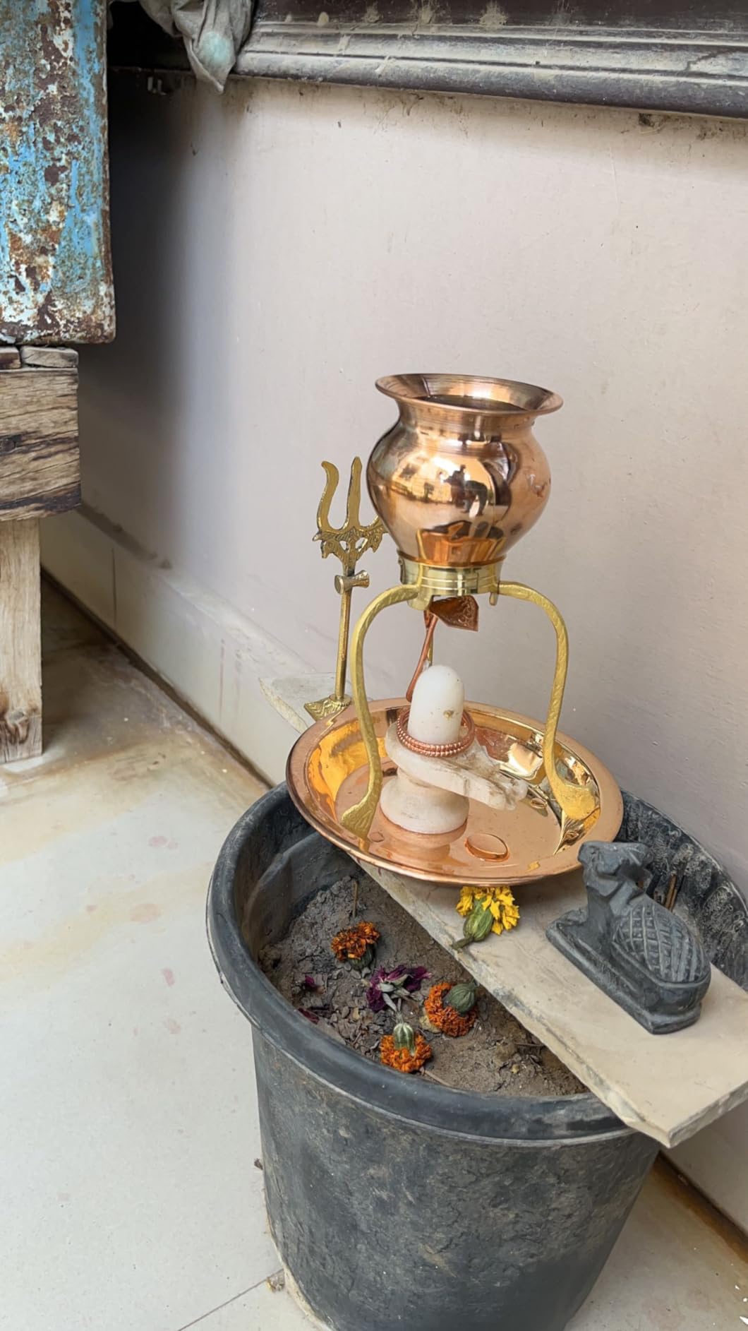 SHIVDEV CRAFT Shivling Stand Without Shivling with Kalash Copper Lota ...