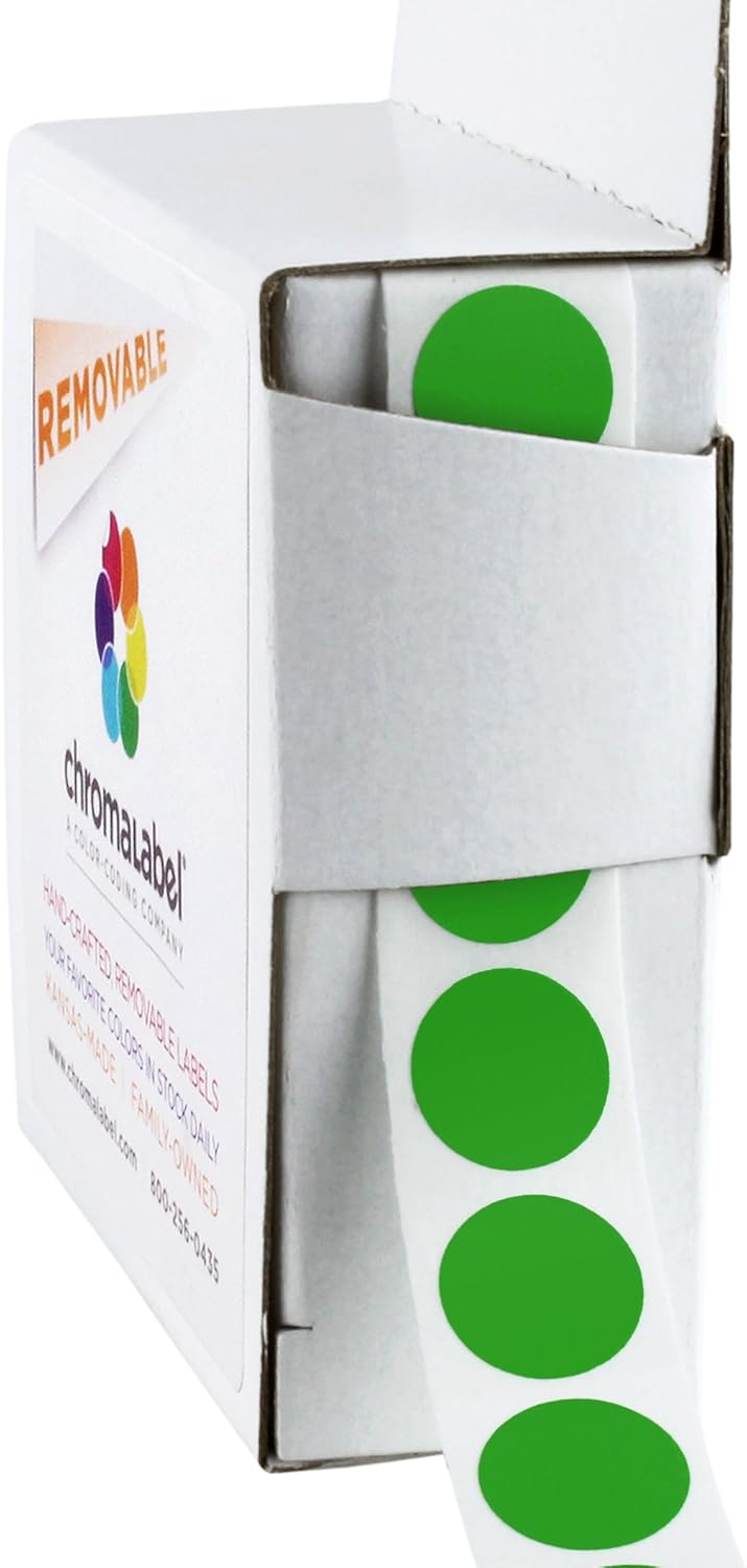 Amazon.com : ChromaLabel 0.50 Inch Round Label Removable Color Code Dot ...