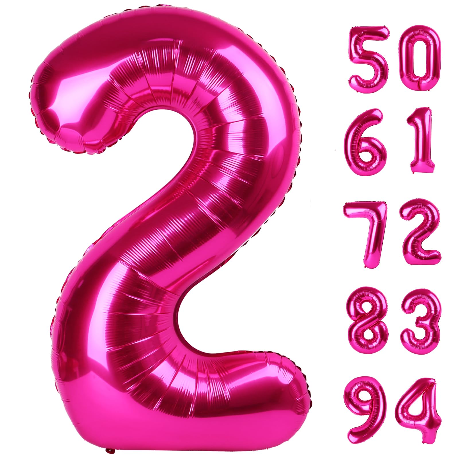 Amazon.com: Hot Pink 2 Balloon, Number Balloons 40 Inch, 2nd Balloon ...