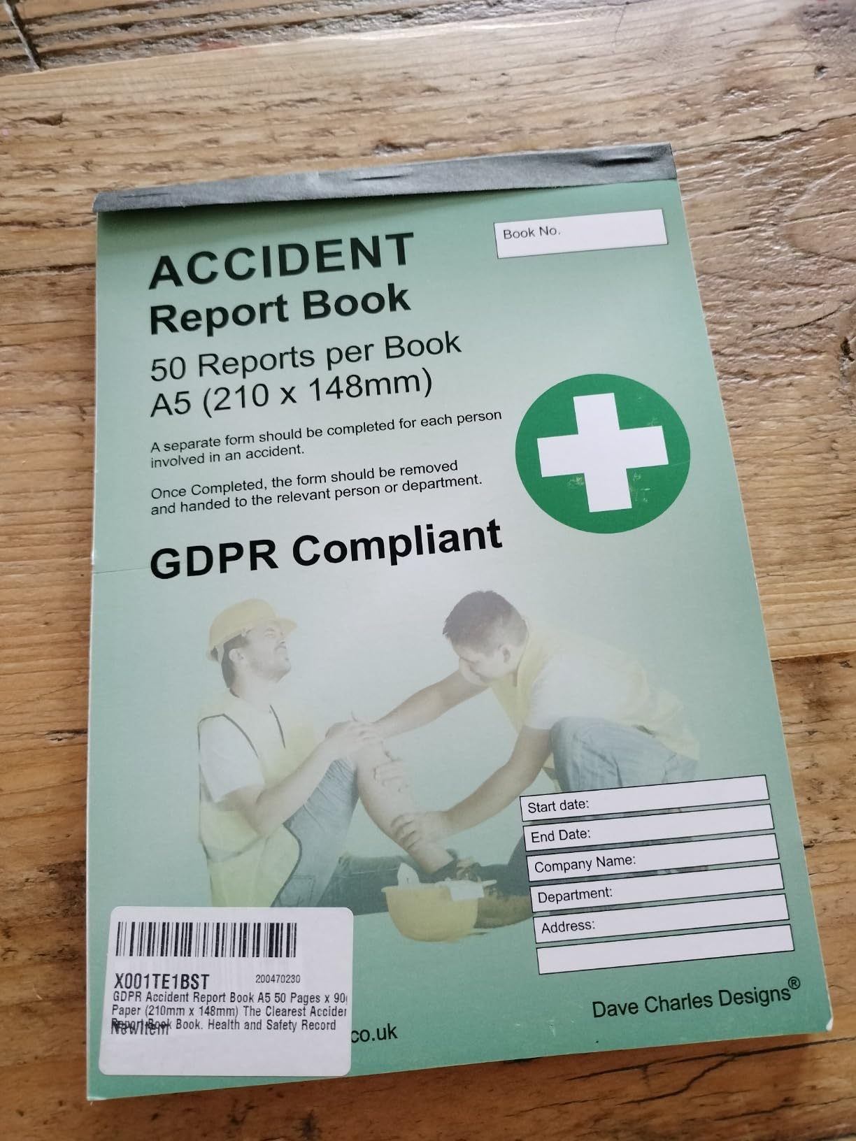 GDPR Accident Report Book A5 50 Pages x 90g Paper (210mm x 148mm) The ...