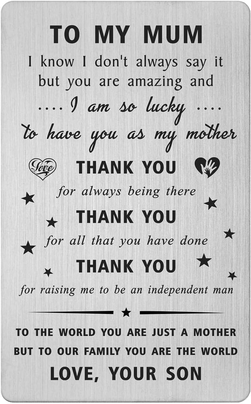 ENGZHI Mum Wallet Card - Thank You Mum I Love You - Mummy Birthday Card ...