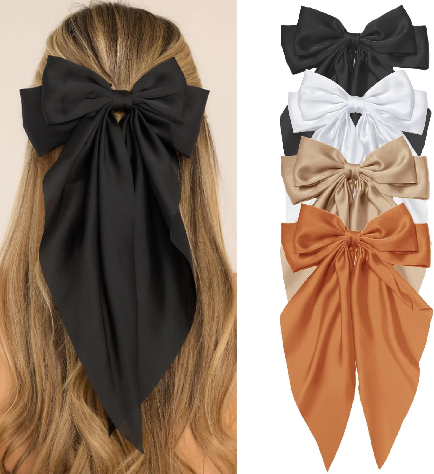 Amazon.com : Hair Bows for Women Clips Big Womens Hair Bow Ribbon, Long ...